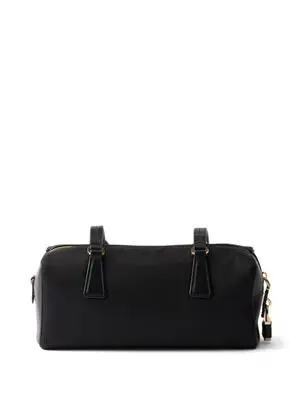Prada Re-nylon And Leather Medium Top-handle Bag With Padlock - Black
