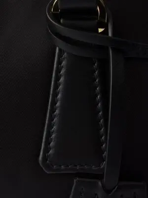 Prada Re-nylon And Leather Medium Top-handle Bag With Padlock - Black