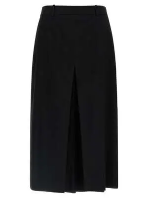 Saint Laurent Wool Midi Skirt - Black