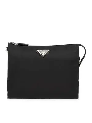 Prada Necessaire In Re-nylon And Saffiano - Black