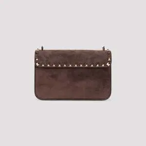 Valentino Garavani Rockstud Suede Small Shoulder Bag - Brown