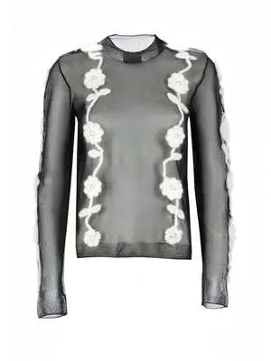 GANNI Mesh Top - Black