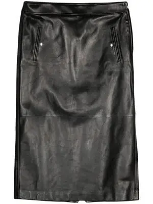 Alexander McQueen Low Waist Leather Skirt - Black