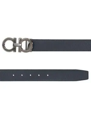 FERRAGAMO Semi-matt Grained Leather Reversible Gancini Belt
