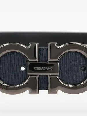 FERRAGAMO Semi-matt Grained Leather Reversible Gancini Belt