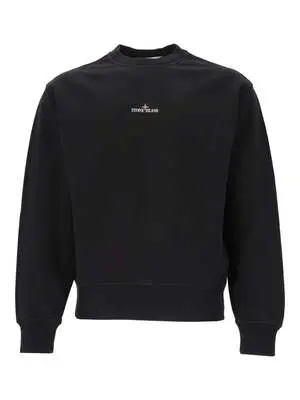 Stone Island Organic Cotton Fleece Crewneck Sweatshirt - Black