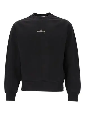 Stone Island Organic Cotton Fleece Crewneck Sweatshirt - Black