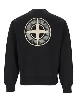 Stone Island Organic Cotton Fleece Crewneck Sweatshirt - Black