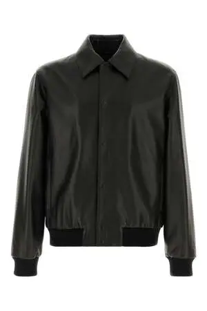 Fendi Leather Bomber Jacket - Black