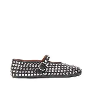 Alaïa Strass-embellished Leather Ballerinas - Black
