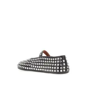 Alaïa Strass-embellished Leather Ballerinas - Black