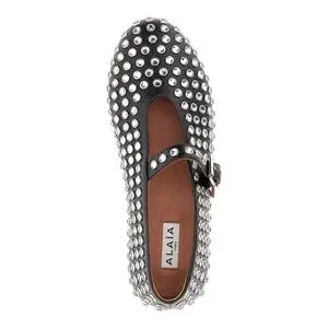 Alaïa Strass-embellished Leather Ballerinas - Black