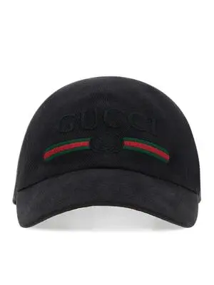Gucci Cotton Baseball Cap With Embroidery - Black