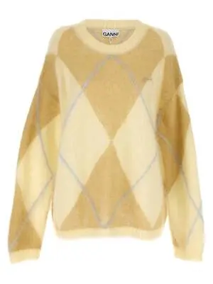 GANNI GANNI Logo Embroidery Diamond Sweater