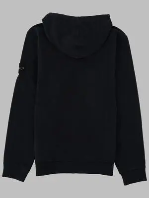 Stone Island Logo Patch Cotton Hoodie - Blue