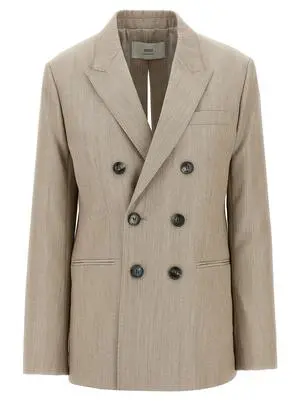 AMI Paris Maxi Split Blazer - Cream