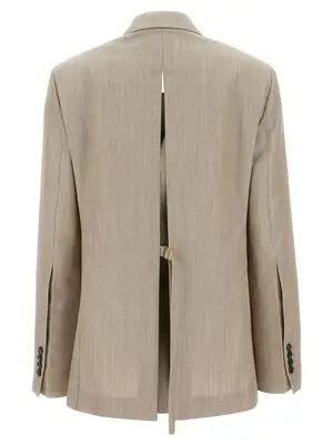 AMI Paris Maxi Split Blazer - Cream
