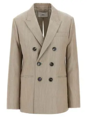 AMI Paris Maxi Split Blazer - Cream