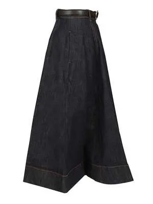 SELF-PORTRAIT Denim Midi Skirt