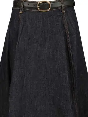 SELF-PORTRAIT Denim Midi Skirt