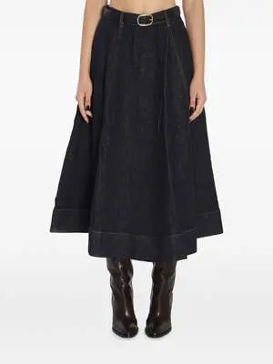 SELF-PORTRAIT Denim Midi Skirt