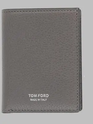TOM FORD Portacarte Pieghevole In Pelle Fiore - Gray