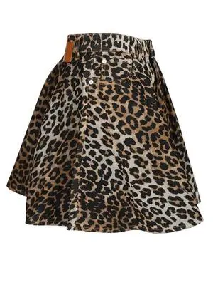 GANNI Leopard Print Miniskirt - Multicolor