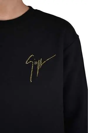 GIUSEPPE ZANOTTI Embroidered Crew Neck Sweatshirt - Black