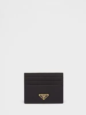 Prada Calf Leather Card Holder With Logo - Black
