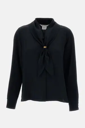 Max Mara Tie-neck Scarf Silk Shirt - Multicolor