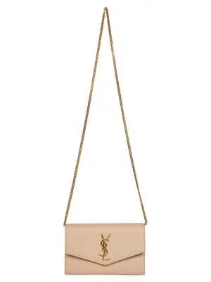 Saint Laurent Dark Beige Uptown Chain Wallet - Multicolor