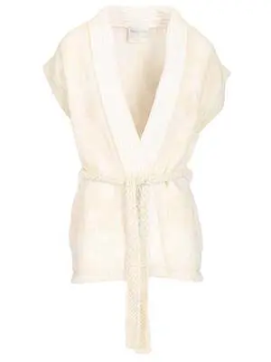 FORTE_FORTE Iris Velvet” Vest - White