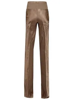 Rick Owens Bias Satin Flared Trousers - Cream