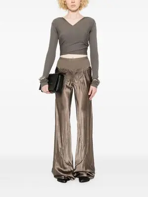 Rick Owens Bias Satin Flared Trousers - Cream