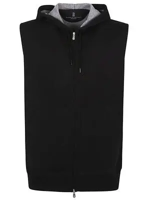 Brunello Cucinelli Cotton-cashmere Blend Sleeveless Hoodie - Multicolor