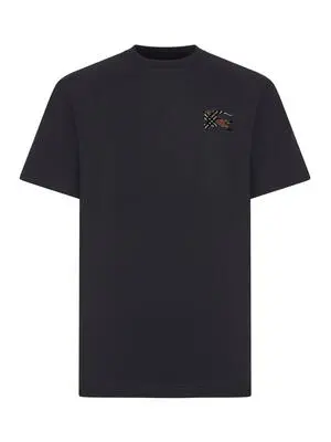 Burberry Cotton T-shirt With Horseman Logo - Black