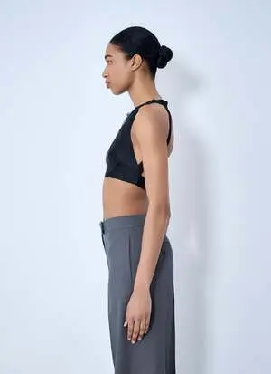 Max Mara Suede Halter Crop Top