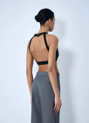 Max Mara Suede Halter Crop Top