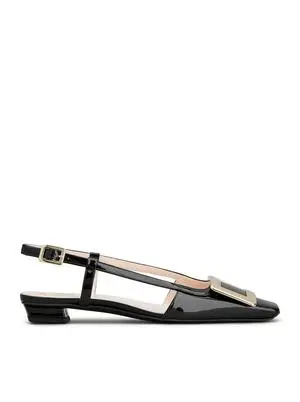ROGER VIVIER Belle Vivier Patent Leather Slingback Ballerinas - Black