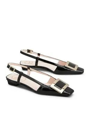 ROGER VIVIER Belle Vivier Patent Leather Slingback Ballerinas - Black