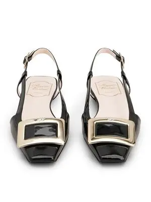 ROGER VIVIER Belle Vivier Patent Leather Slingback Ballerinas - Black