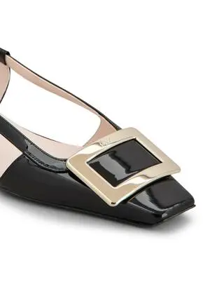 ROGER VIVIER Belle Vivier Patent Leather Slingback Ballerinas - Black
