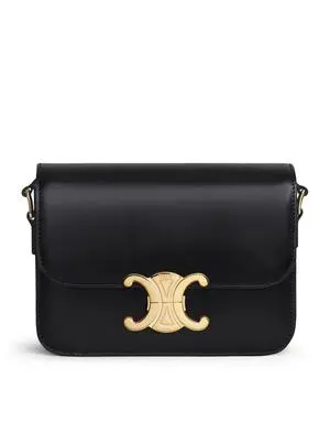 Celine Triomphe Teen Bag In Schwarz Shiny Calf Leather - Black