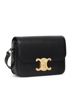 Celine Triomphe Teen Bag In Schwarz Shiny Calf Leather - Black