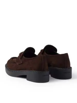 Prada Chocolate Suede Loafers