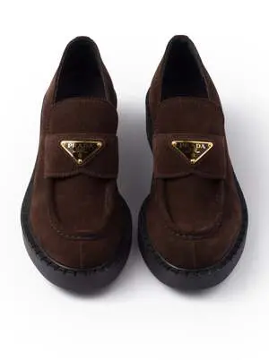 Prada Chocolate Suede Loafers
