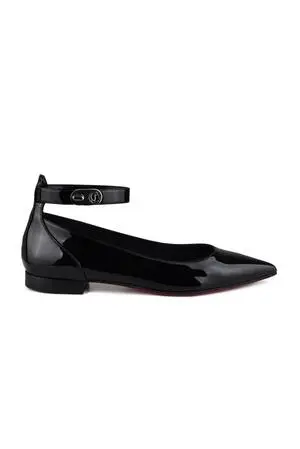 CHRISTIAN LOUBOUTIN Patent Leather Lock Ballerinas - Black