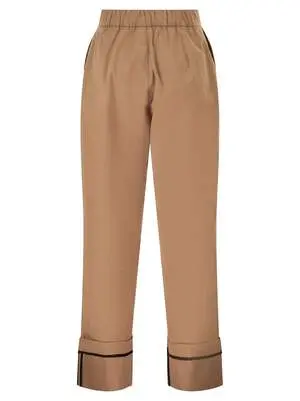 Herno Cotton Trousers With Maxi Turn-ups - Brown