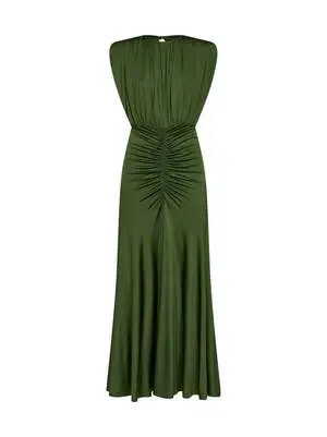 SELF-PORTRAIT Jersey Gathered Long Dress - Multicolor