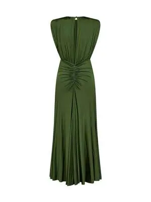 SELF-PORTRAIT Jersey Gathered Long Dress - Multicolor